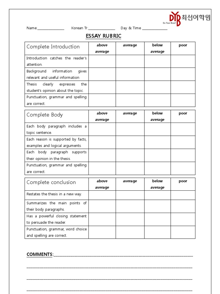 Essay Rubric | PDF