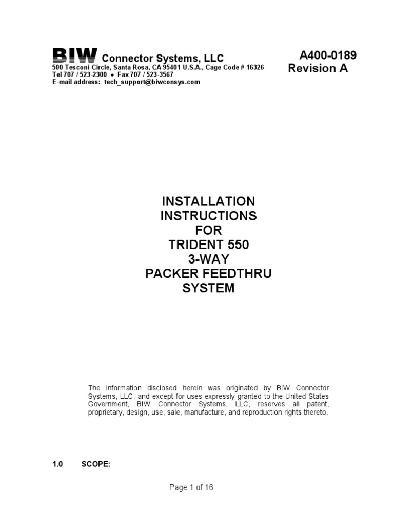 BIW TridentInstallation Procedures | PDF | Electrical Connector | Equipment