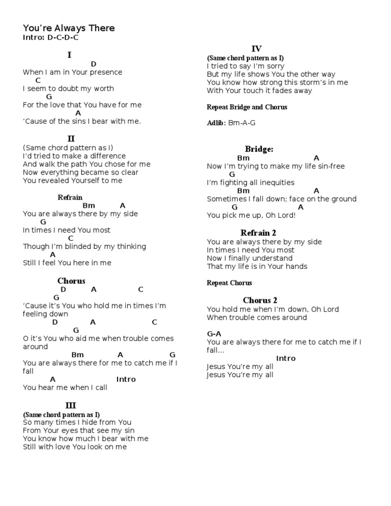 You Are Always There for Me Lyrics | PDF | Language Arts & Discipline | Art