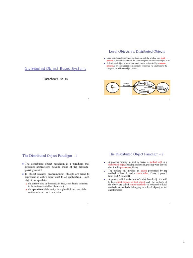 Local Objects vs. Distributed Objects: Distributed Object-Based Systems ...
