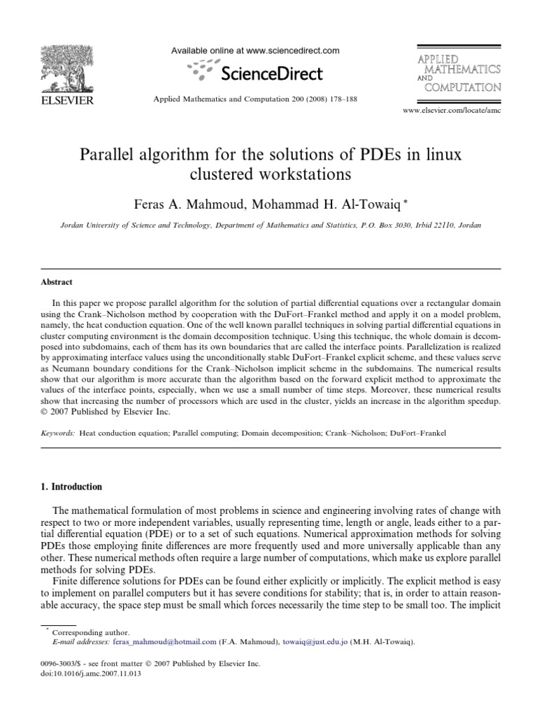 Parallel Pde | PDF | Partial Differential Equation | Eigenvalues And Eigenvectors