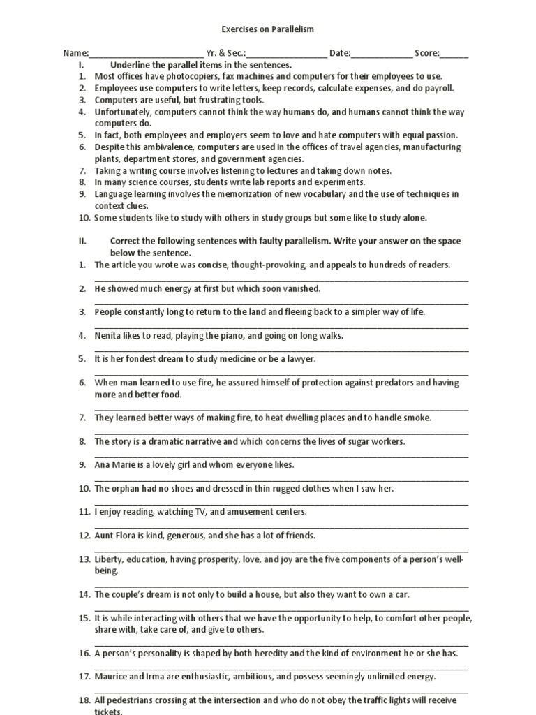 Exercises On Parallelism | PDF