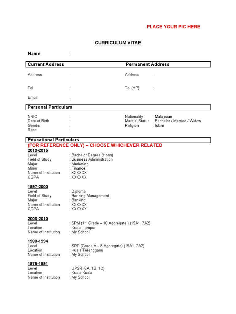 Curriculum Vitae Name: Current Address Permanent Address | PDF