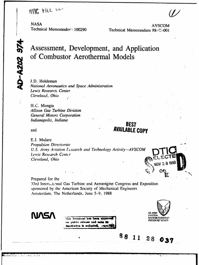 Of Combustor Aerothermal Models: Assessment, Development, and ...