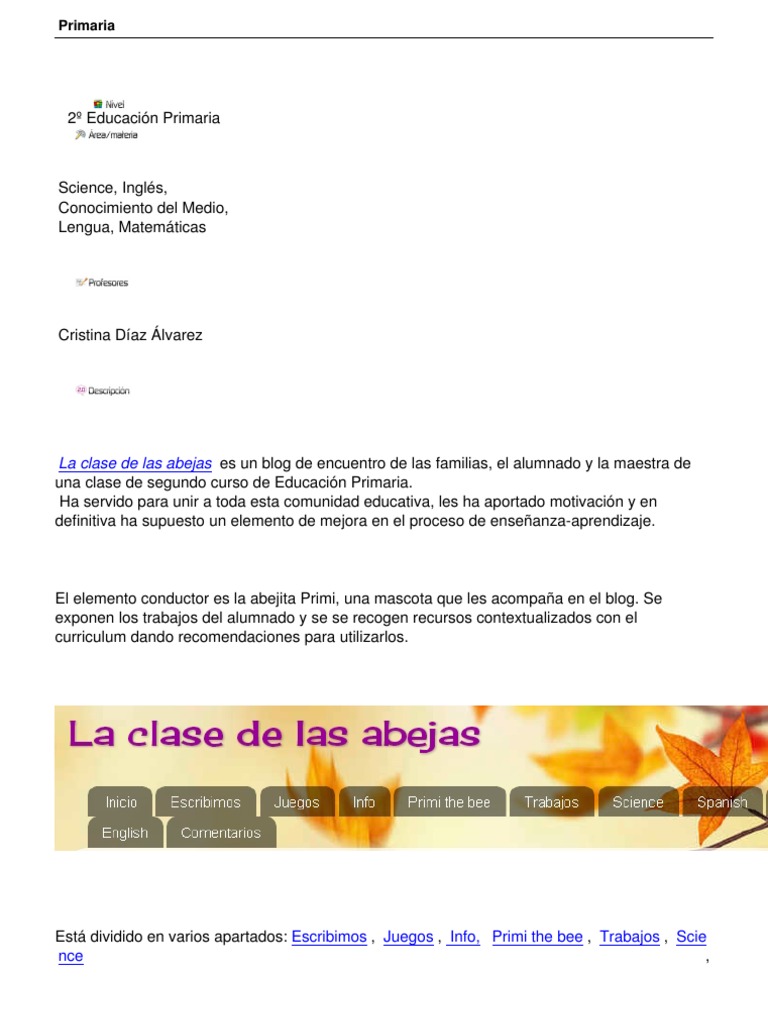 La Clase de Las Abejas, Un Blog de Encuentro | PDF | Educación primaria ...