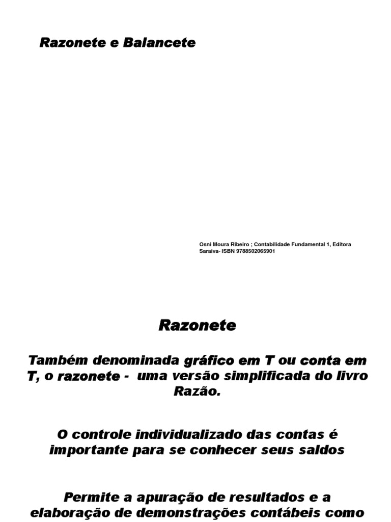 Razonetes Balancete | Escrituração contábil | Contabilidade