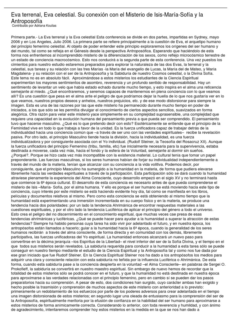 Eva Terrrenal, Eva Celestial | PDF | Espíritu | Adán y Eva