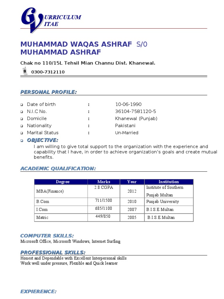 Waqas CV | PDF