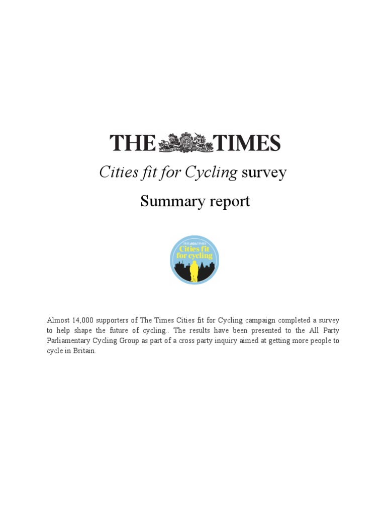 Final Report On Cycling Survey - 17.09 | PDF | Cycling Infrastructure ...