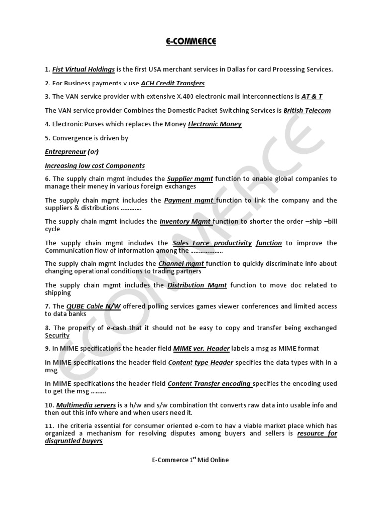 Entrepreneur (Or) Increasing Low Cost Components: E-Commerce 1 Mid Online | PDF | Electronic ...
