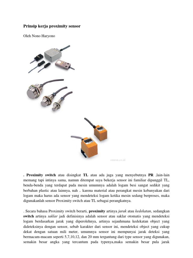 Prinsip Kerja Proximity Sensor | PDF | Teknologi & Rekayasa