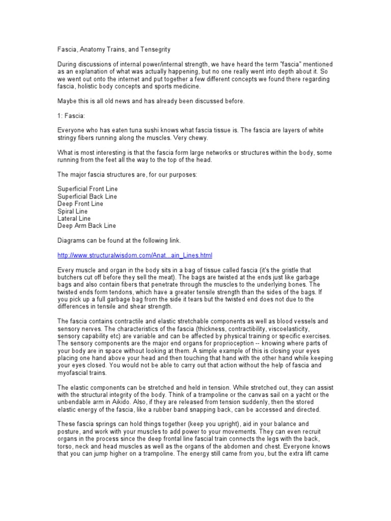 Fascia Anatomy Trains and Tensegrity | PDF | Arm | Muscle