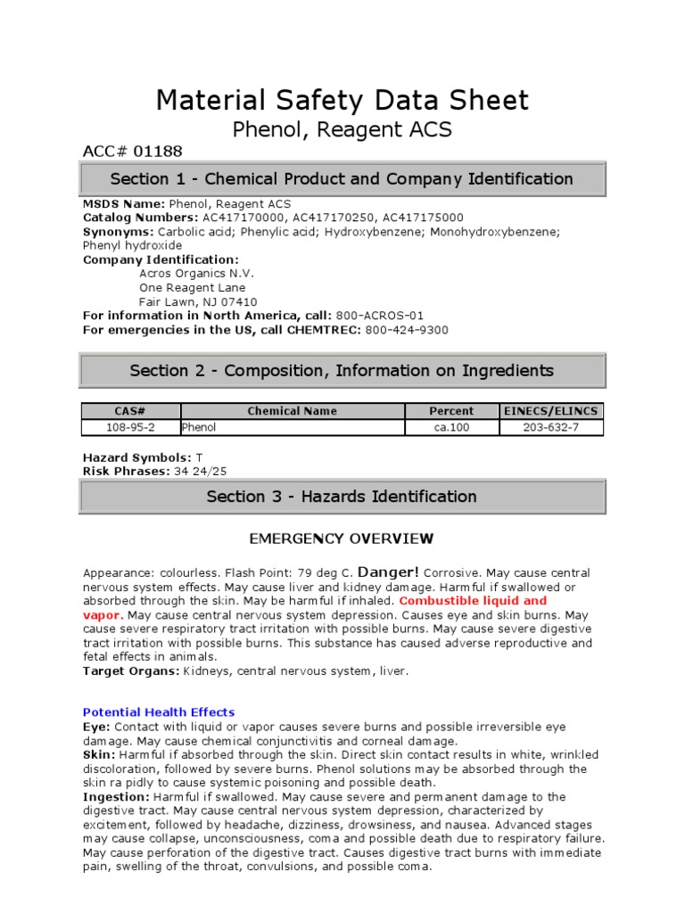 Material Safety Data Sheet | PDF | Dangerous Goods | Personal ...