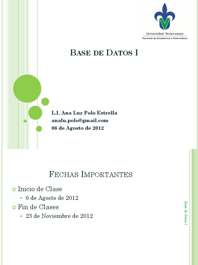 Base de Datos I | PDF | SQL | Bases de datos