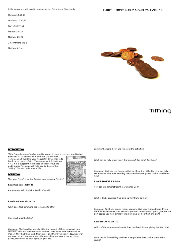 Tithing Bible Study | Download Free PDF | Tithe | Book Of Malachi