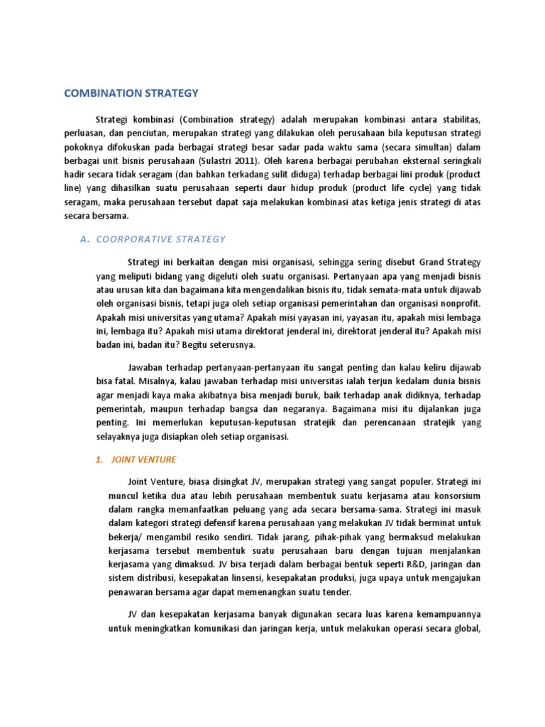Combination Strategy | PDF | Karier & Perkembangan | Bisnis