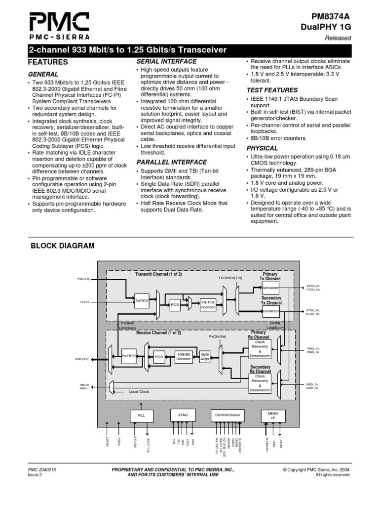 PM8374A | Download Free PDF | Physical Layer Protocols | Electronics