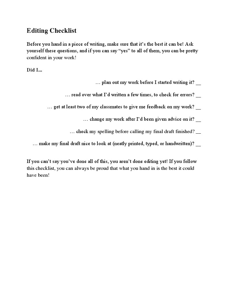 Essential Editing Checklist for Writers | PDF