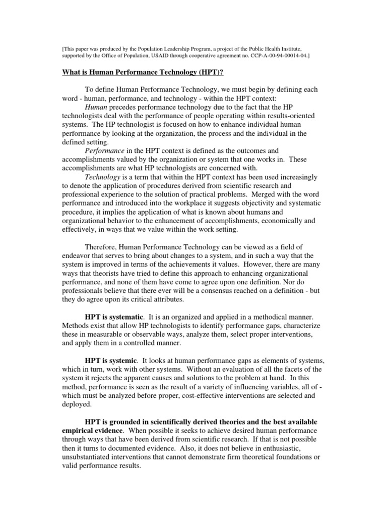 Human Performance Technology | Download Free PDF | System ...