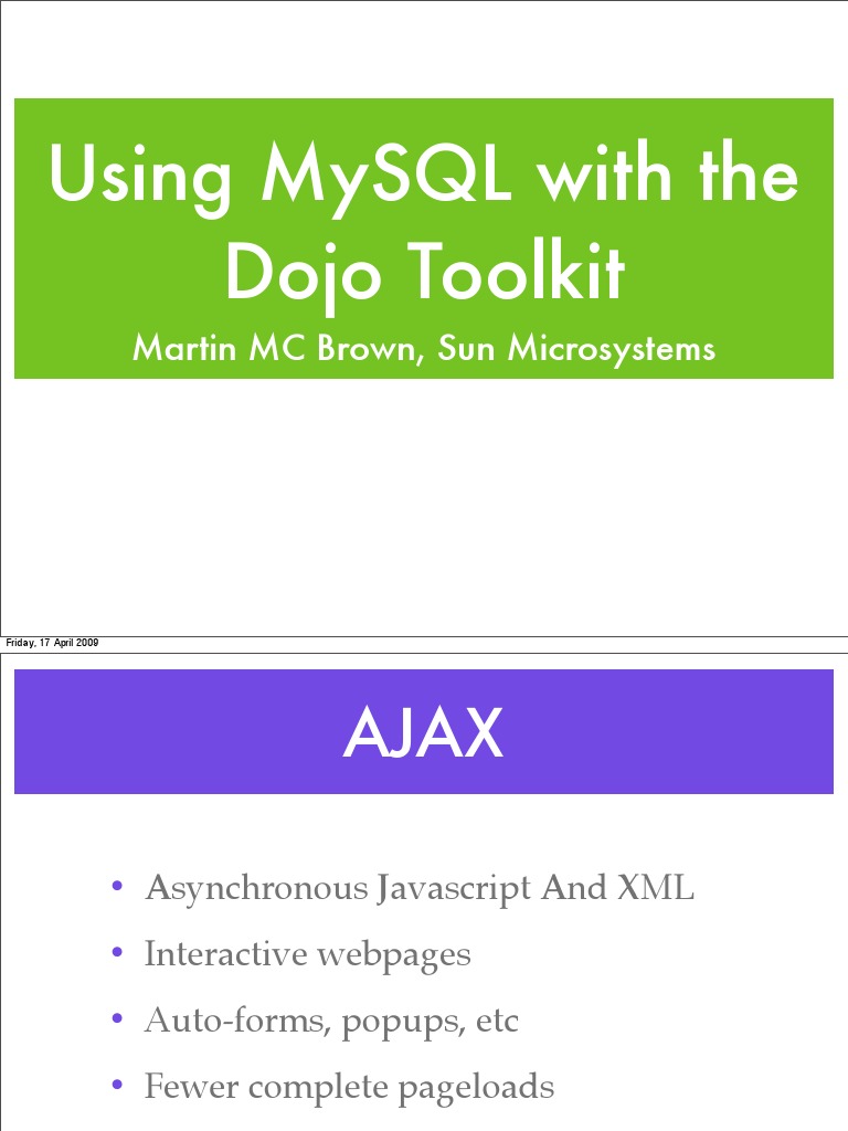 MySQL Integration with Dojo Toolkit | PDF | Java Script | Ajax ...