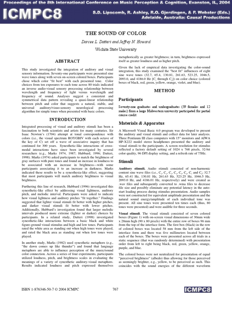 The Sound of Color | PDF | Regression Analysis | Pitch (Music)