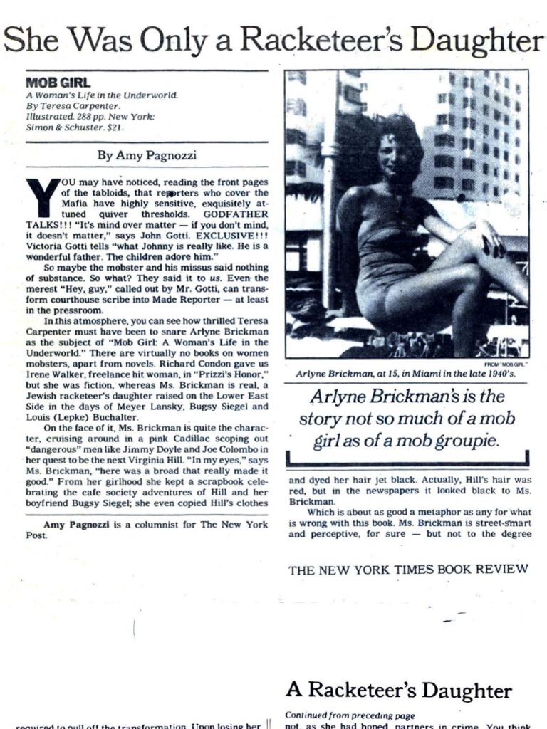 New York Times. She Was Only A Racketeer's Daughter by Amy Pagnozzi ...
