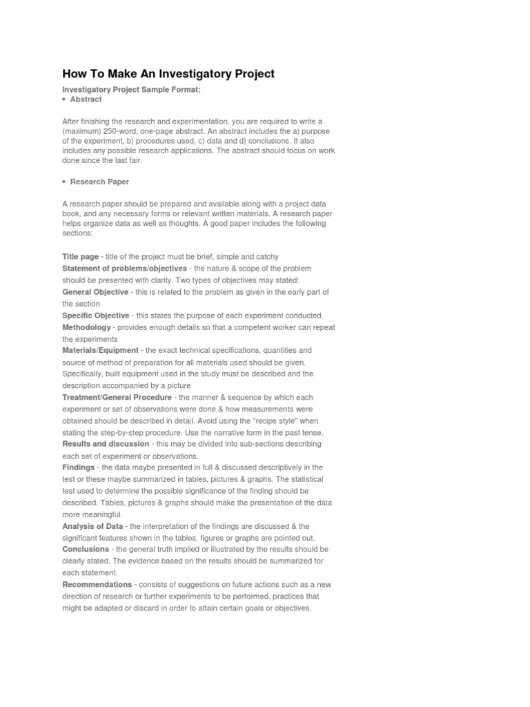 How To Make An Investigatory Project | PDF | Experiment | Abstract ...