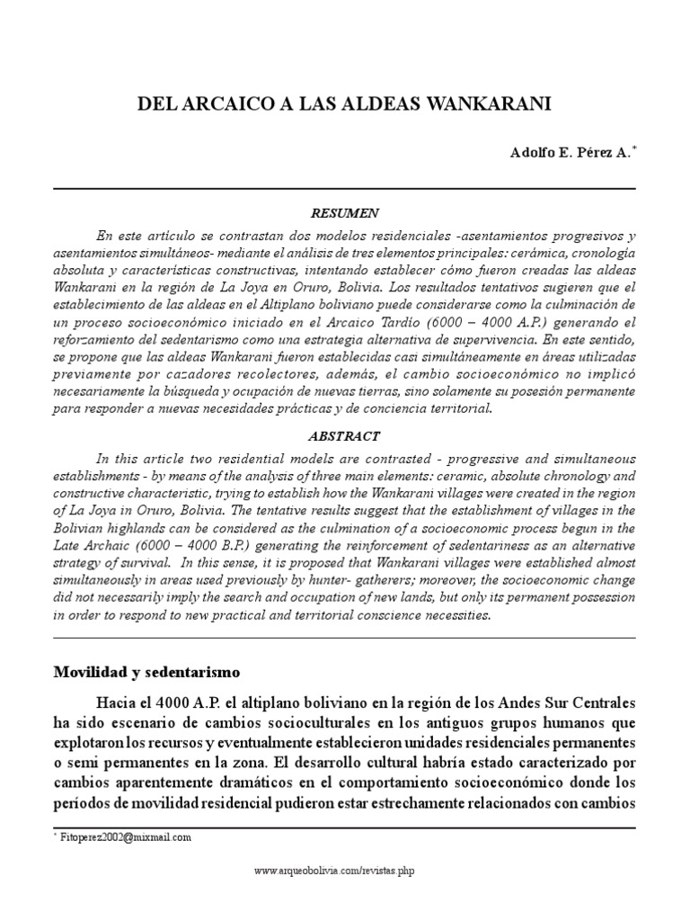 Wankarani | PDF | Sociedad | Bolivia