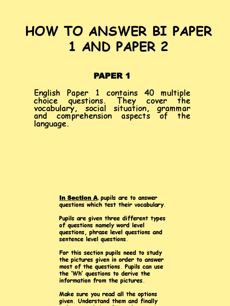 Upsr English Paper 1 And Paper 2 Pdf Question Reading Comprehension