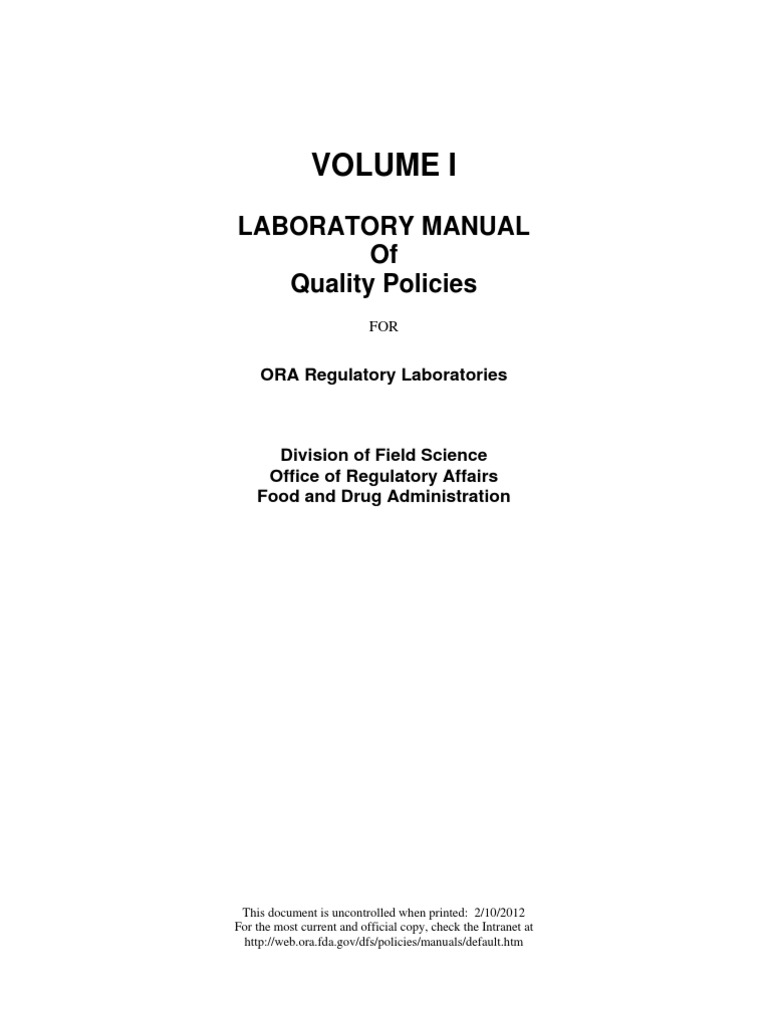 Lab Manual & Quality Policies | PDF | Food And Drug Administration | Audit