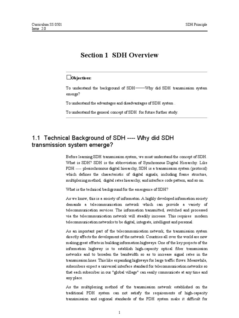 01-Chapter1 SDH Overview | PDF | Multiplexing | Telecommunication