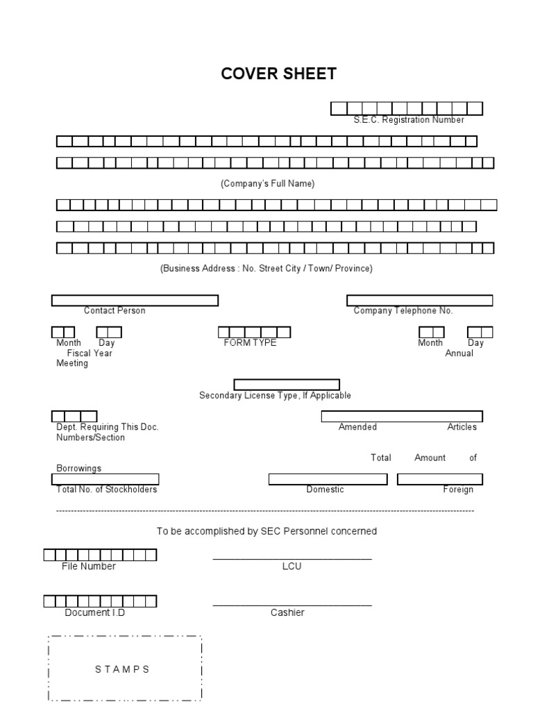 Annual Report Cover Sheet for [Company's Full Name] Detailing Contact ...