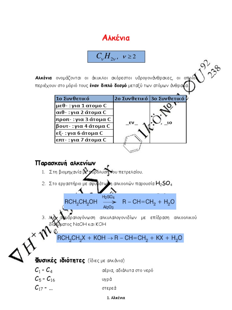 Χημεία Β' Λυκειου 1.5 Αλκένια | PDF