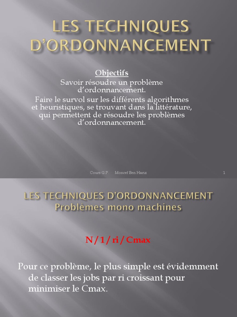 Résolution de problèmes d'ordonnancement | PDF | Ordonnancement dans ...