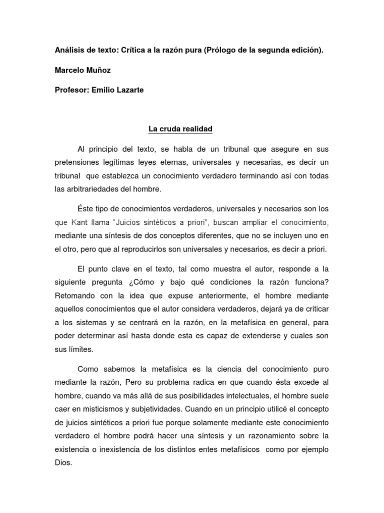 Juicios Sintéticos a Priori en Kant | PDF | Metafísica | Conocimiento