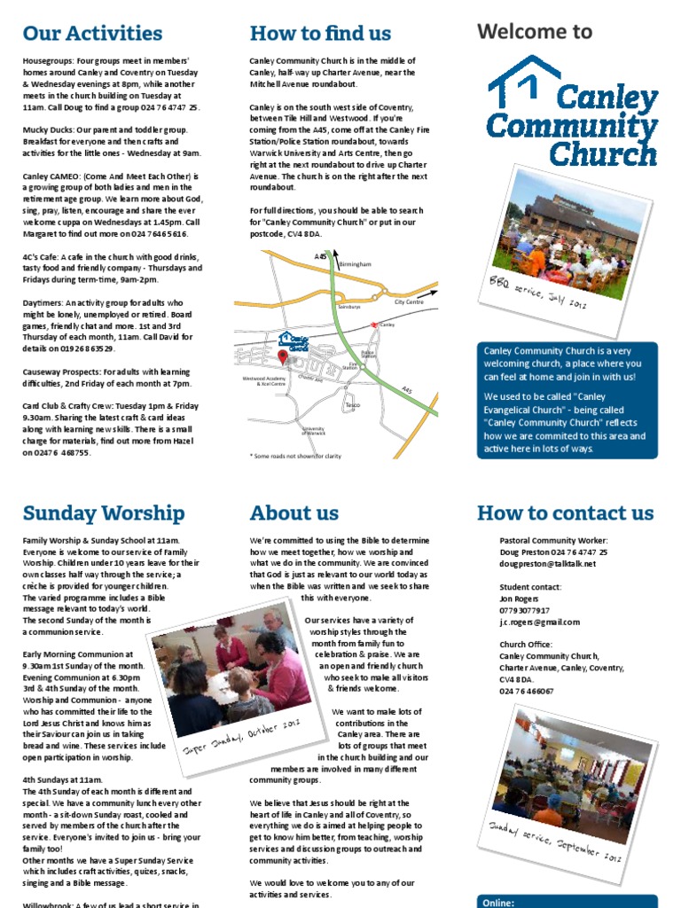 Canley Community Church Welcome Leaflet | PDF | Eucharist | Religious ... Canley Community Church Welcome Leaflet | PDF | Eucharist | Religious ...