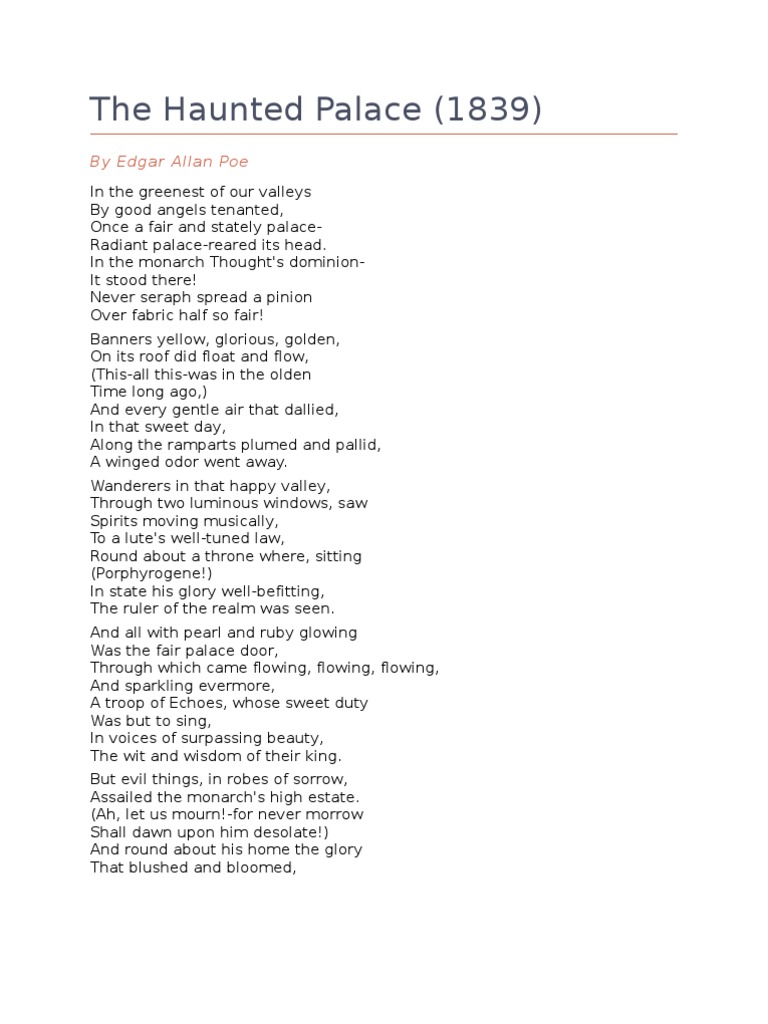 The Haunted Palace by Edgar Allan Poe | PDF