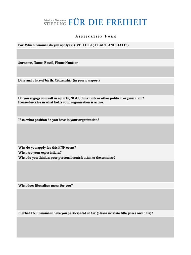 FNF Application Form | PDF