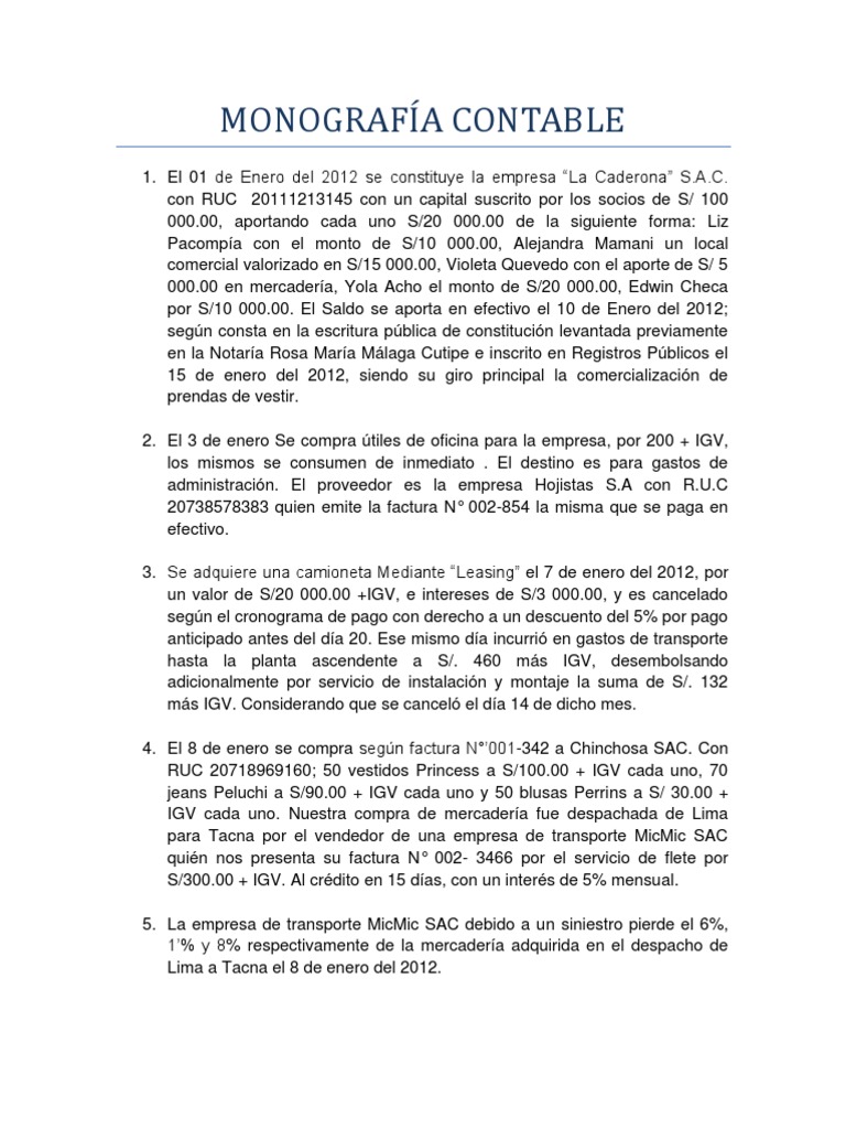 Monografia de Contabilidad | PDF | Contabilidad | Bancos