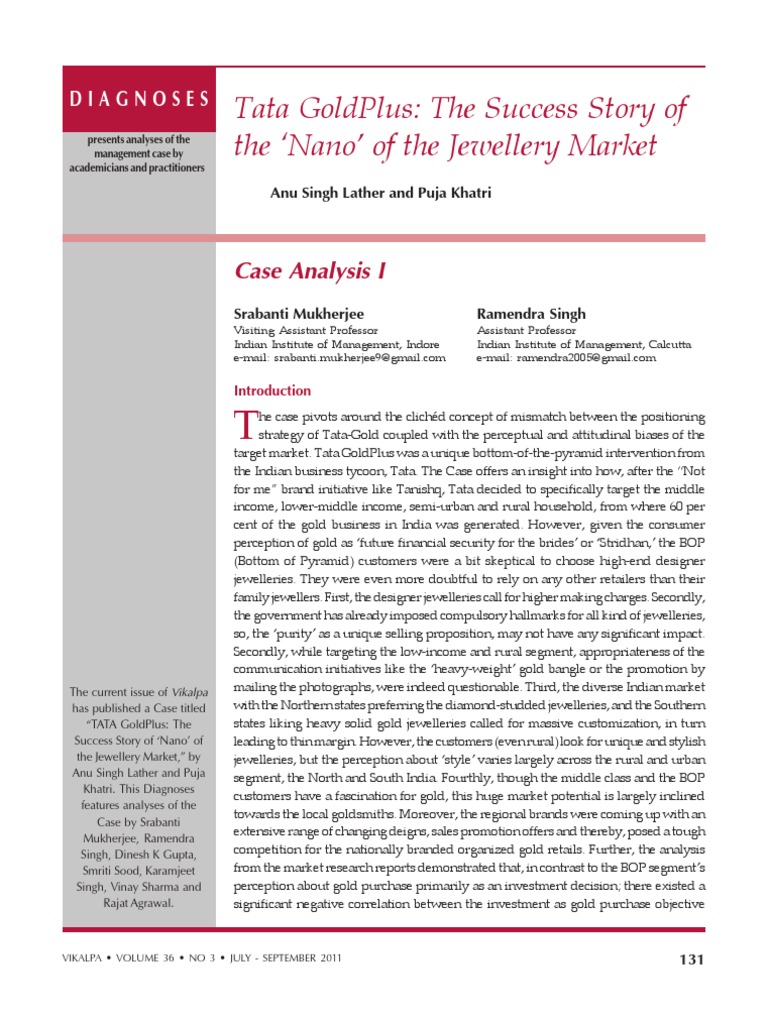 Solution of Tata Gold Plus Case Study | Download Free PDF | Brand ...