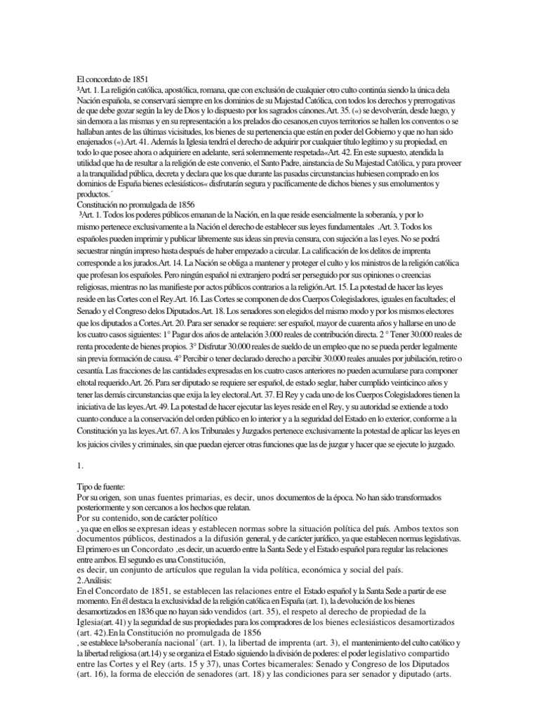 El Concordato de 1851 | PDF | España | Iglesia Católica