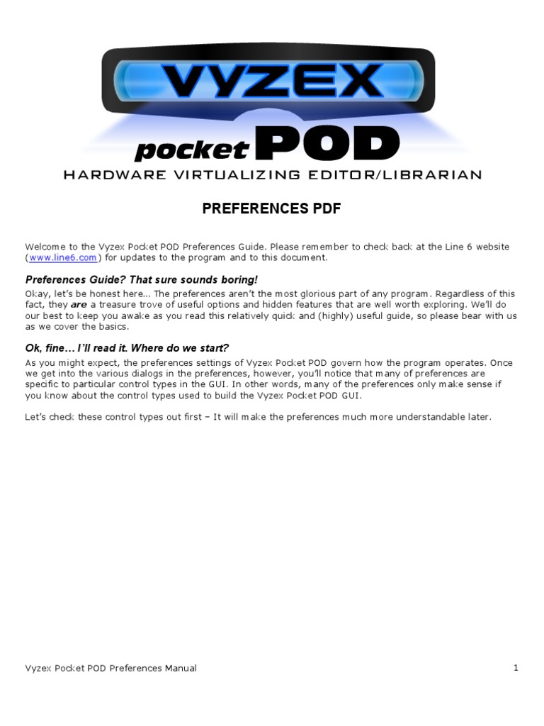 Vyzex Pocket Pod Preferences | PDF | Button (Computing) | Computer Keyboard