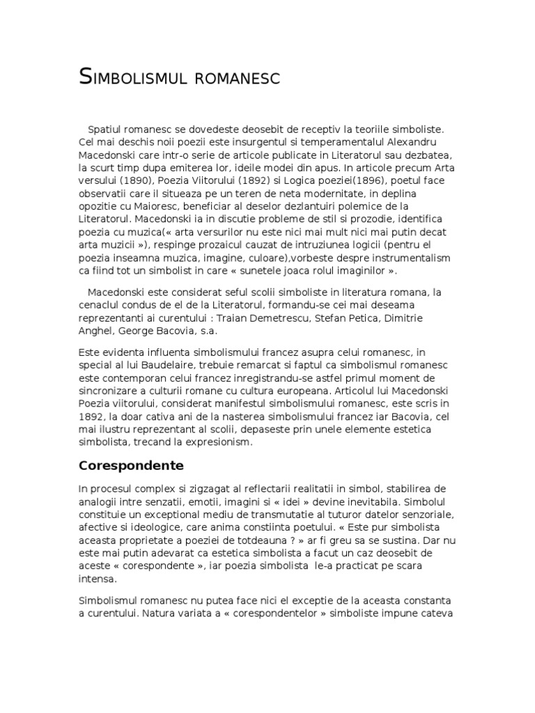 Simbolismul Romanesc | PDF