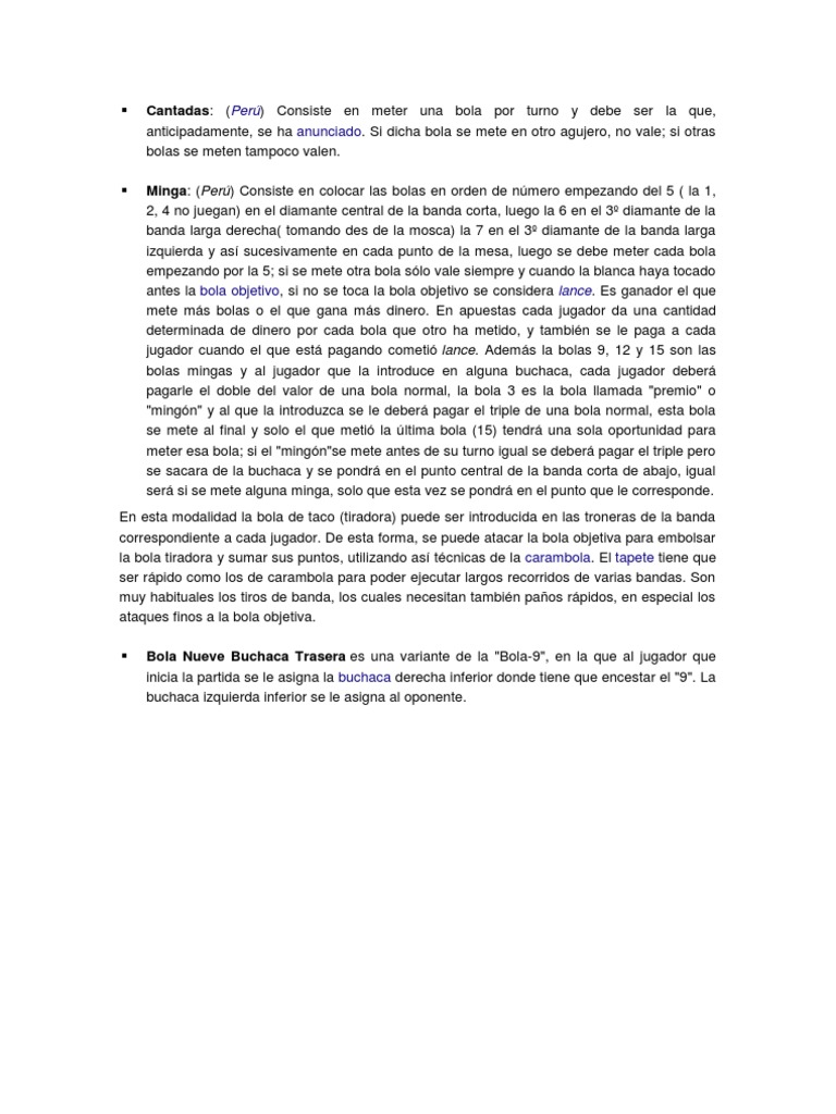 Billar - La Minga | PDF