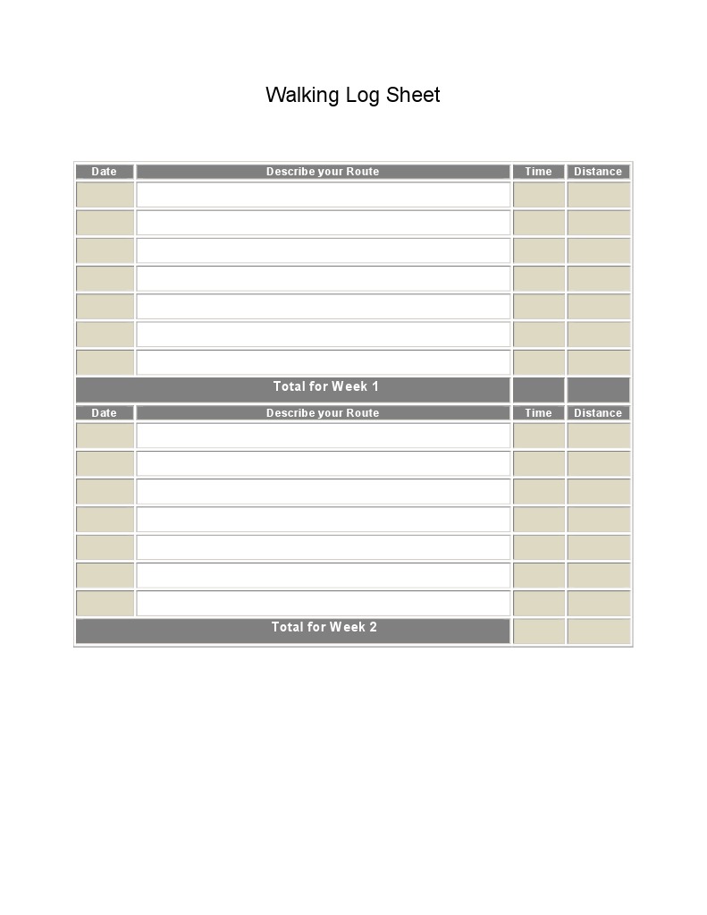 Walking Log Sheet Template | PDF | Social Science | Science & Mathematics