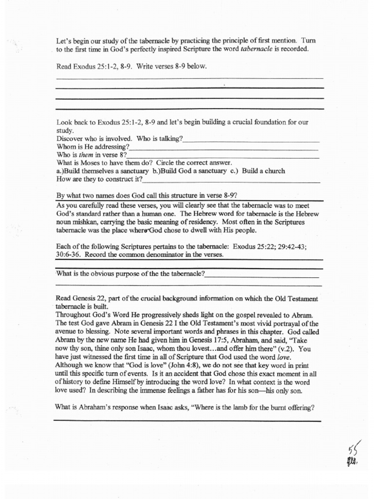 Tabernacle Worksheet | PDF