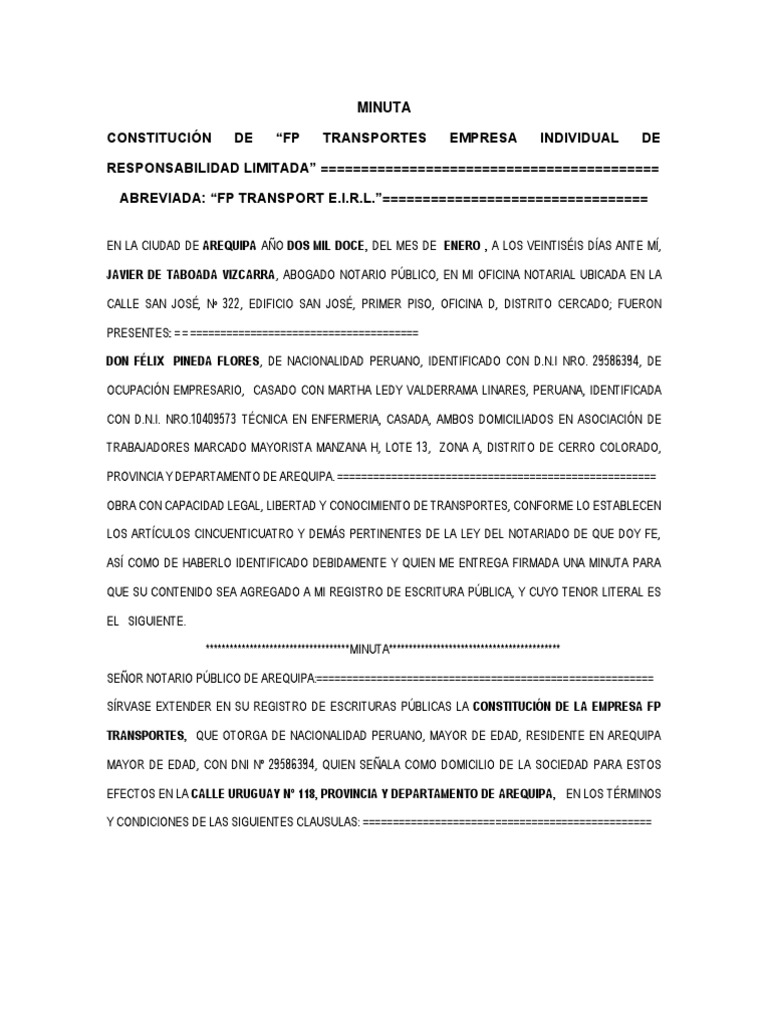 MODELO DE MINUTA | Propiedad | Conceptos legales | Prueba gratuita de ...