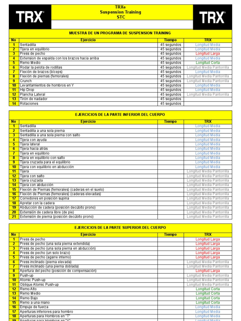 Ejercicios TRX STC 1 | PDF | Sistema musculoesquelético | Anatomía humana