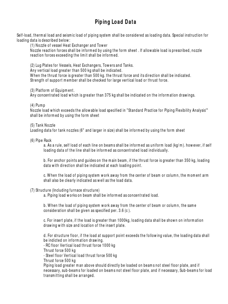 Piping Load Data | PDF | Structural Steel | Beam (Structure)
