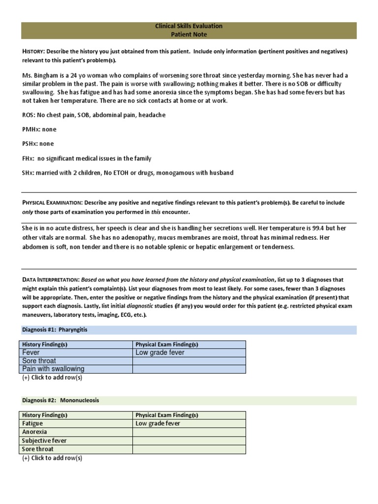 Step2CS - Patien Notes (5) Example Notes 2 | PDF